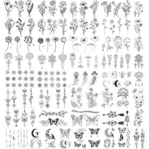 Cerlaza 100 Sheets Temporary Tattoos for Women Girls, 420 Mixed Styles Fake Tattoo Stickers that Look Real and Last Long, Realistic Henna Tattoo for Body Art Sticker