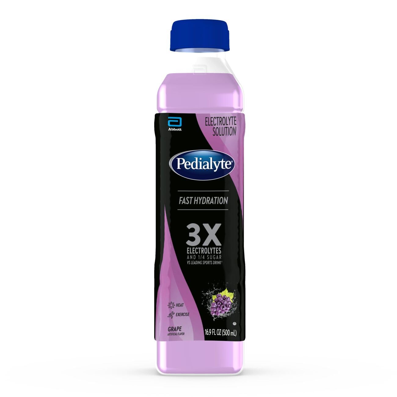 Pedialyte Electrolyte Solution, Grape, Hydration Drink, 1 bottle, half liter each