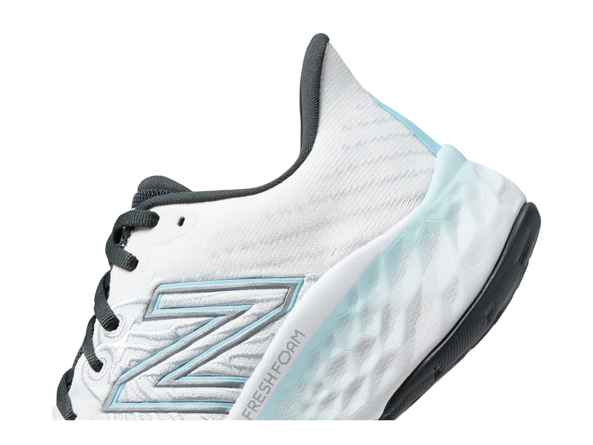 New Balance Women's Fresh Foam X Vongo V5 Running Shoe, White/Bleach Blue/Silver Metalic, 8