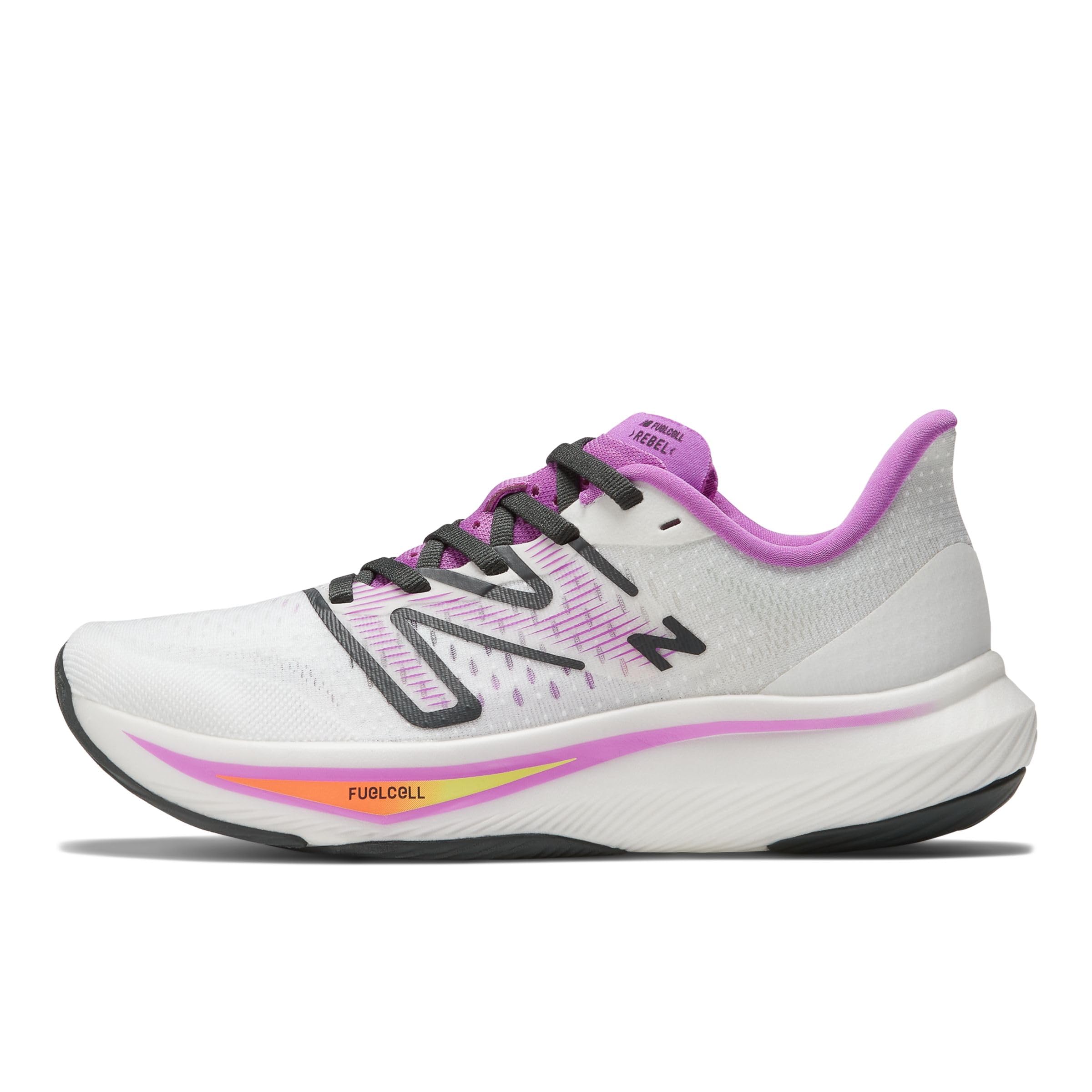 New Balance Women's FuelCell Rebel V3 Running Shoe, White/Cosmic Rose/Blacktop, 9