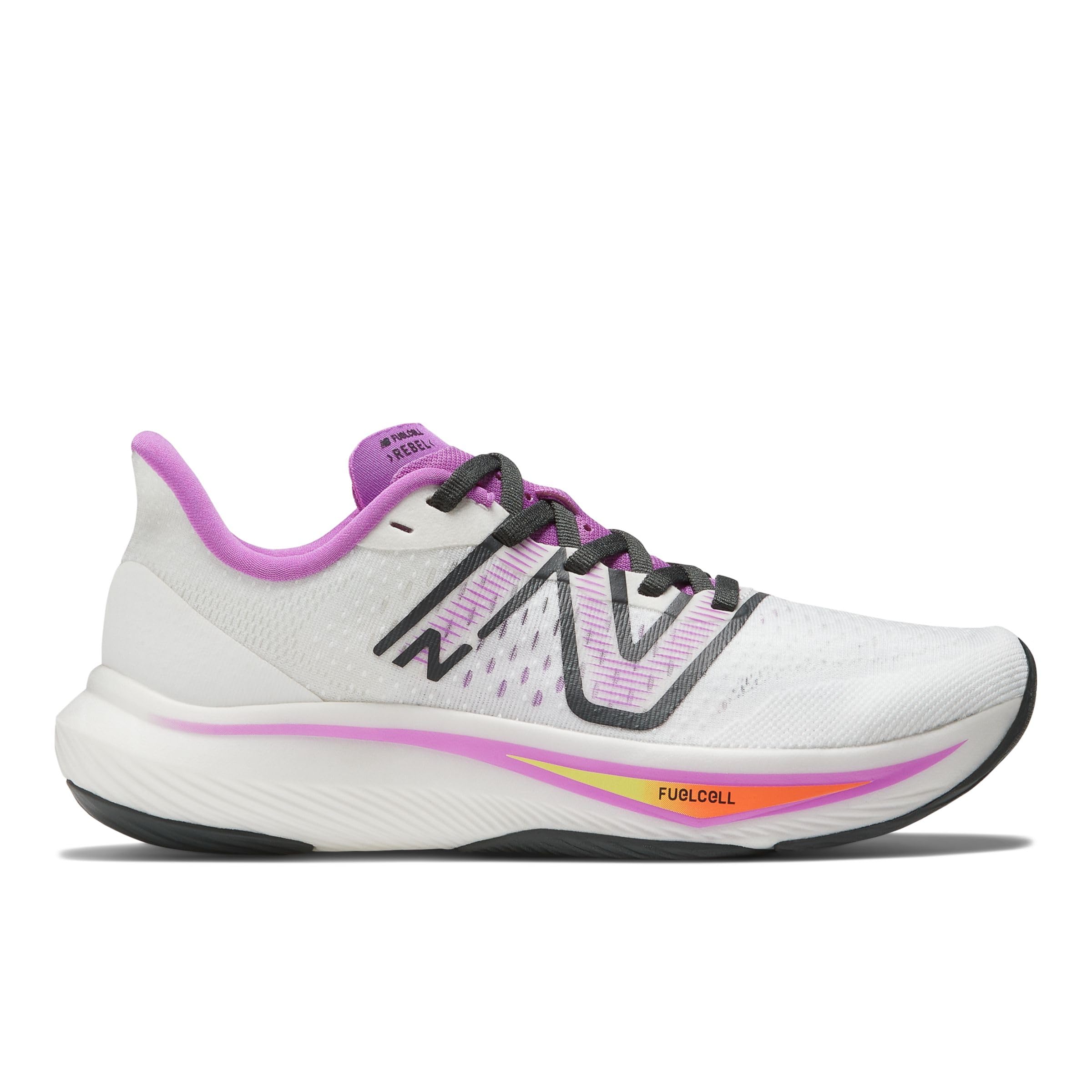 New Balance Women's FuelCell Rebel V3 Running Shoe, White/Cosmic Rose/Blacktop, 9