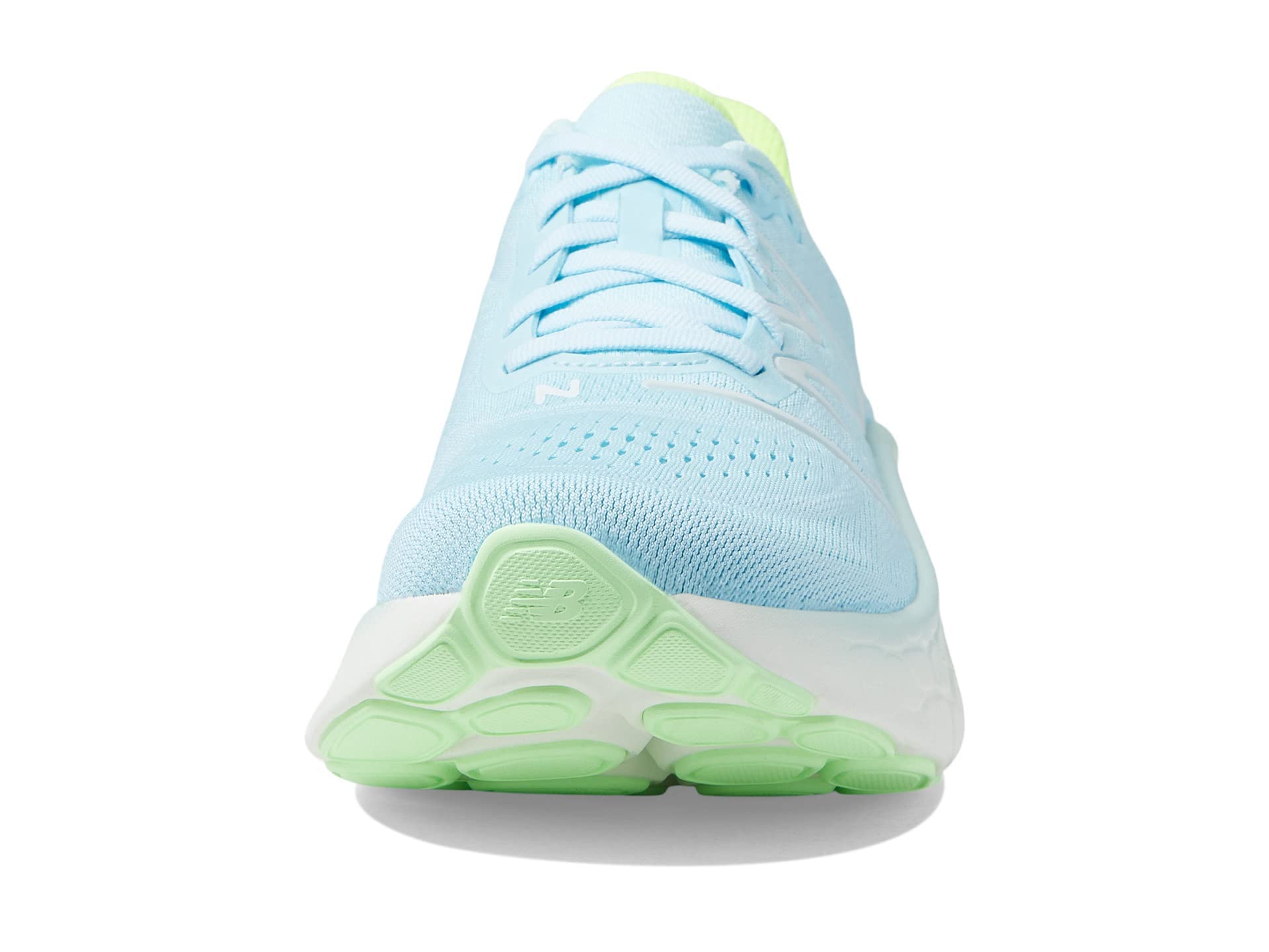 New Balance Women's Fresh Foam X More V4 Running Shoe, Bleach Blue/Green Aura/White, 13 Wide