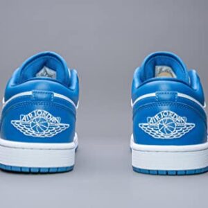 Nike Women's Air Jordan 1 Low UNC Basketball Shoe, White/Dk Marina Blue-white, 7.5