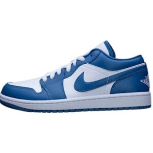 Nike Women's Air Jordan 1 Low UNC Basketball Shoe, White/Dk Marina Blue-white, 7.5