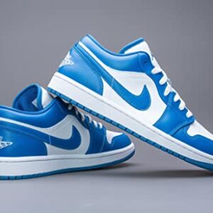 Nike Women's Air Jordan 1 Low UNC Basketball Shoe, White/Dk Marina Blue-white, 7.5