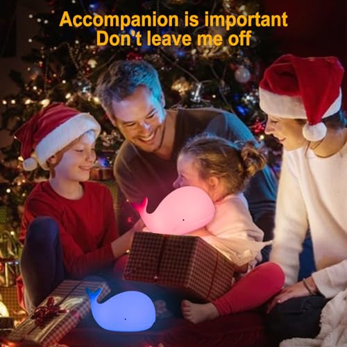 LOVERUIS Cute Night Light for Kids - Nightlight for Children Animal Whale Night Lamp Birthday Halloween Christmas Gift with Color Changing USB Rechargeable for Toddler Baby Bedroom (Whale)…