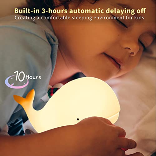 LOVERUIS Cute Night Light for Kids - Nightlight for Children Animal Whale Night Lamp Birthday Halloween Christmas Gift with Color Changing USB Rechargeable for Toddler Baby Bedroom (Whale)…