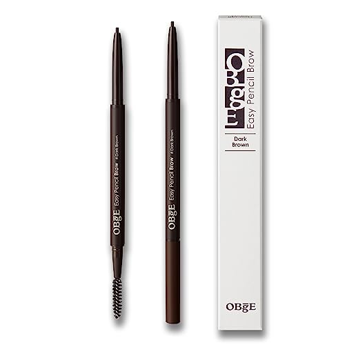 OBgE Easy Pencil Brow (Dark Brown, 0.003oz) - Ultra Fine Eyebrow Pencil with Brush for Precise and Effortless Brow Shaping. Long Lasting Natural Color.