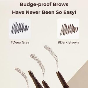 OBgE Easy Pencil Brow (Dark Brown, 0.003oz) - Ultra Fine Eyebrow Pencil with Brush for Precise and Effortless Brow Shaping. Long Lasting Natural Color.