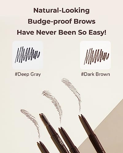 OBgE Easy Pencil Brow (Dark Brown, 0.003oz) - Ultra Fine Eyebrow Pencil with Brush for Precise and Effortless Brow Shaping. Long Lasting Natural Color.