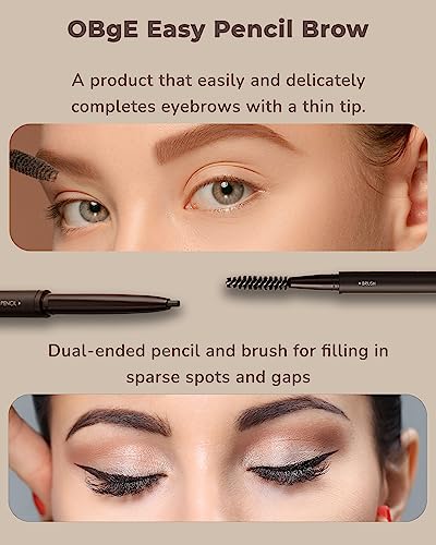 OBgE Easy Pencil Brow (Dark Brown, 0.003oz) - Ultra Fine Eyebrow Pencil with Brush for Precise and Effortless Brow Shaping. Long Lasting Natural Color.