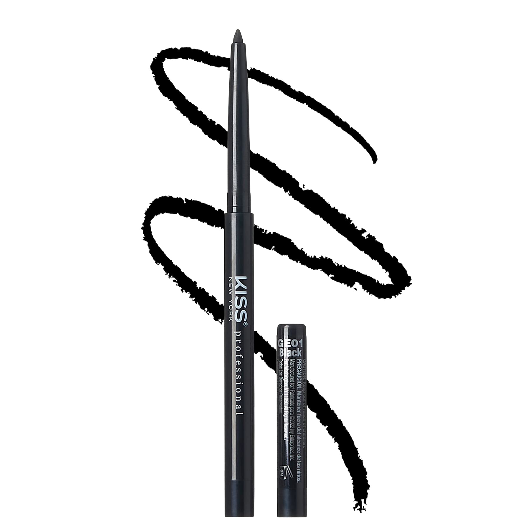 KISS NEW YORK Pro Intense Gel Eyeliner with Built-in Sharpener, Waterproof, Smudge-proof, Long Lasting Gel Eyeliner Pencil (Black)