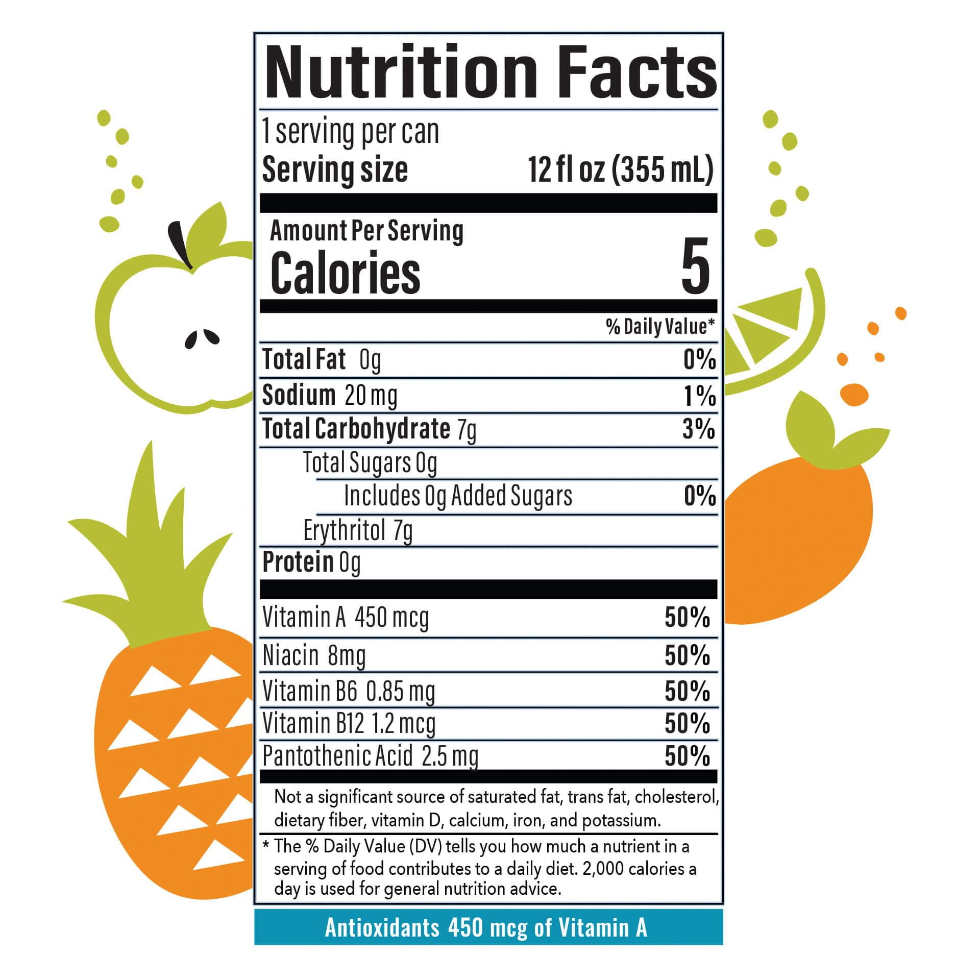 BUBBL'R tropical dream'r, Antioxidant Sparkling Water with Natural Caffeine, 0g Sugar, Gluten Free, All Natural Flavors, 12 Fl Oz Cans, 12 Count