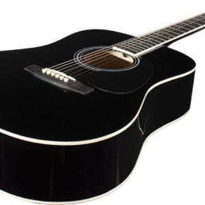 Stretton Acoustic Guitar Full Size Dreadnought 41 Inch Steel String Package D1 - Includes Everything a Beginner Needs To Get Started Playing Guitar - Black