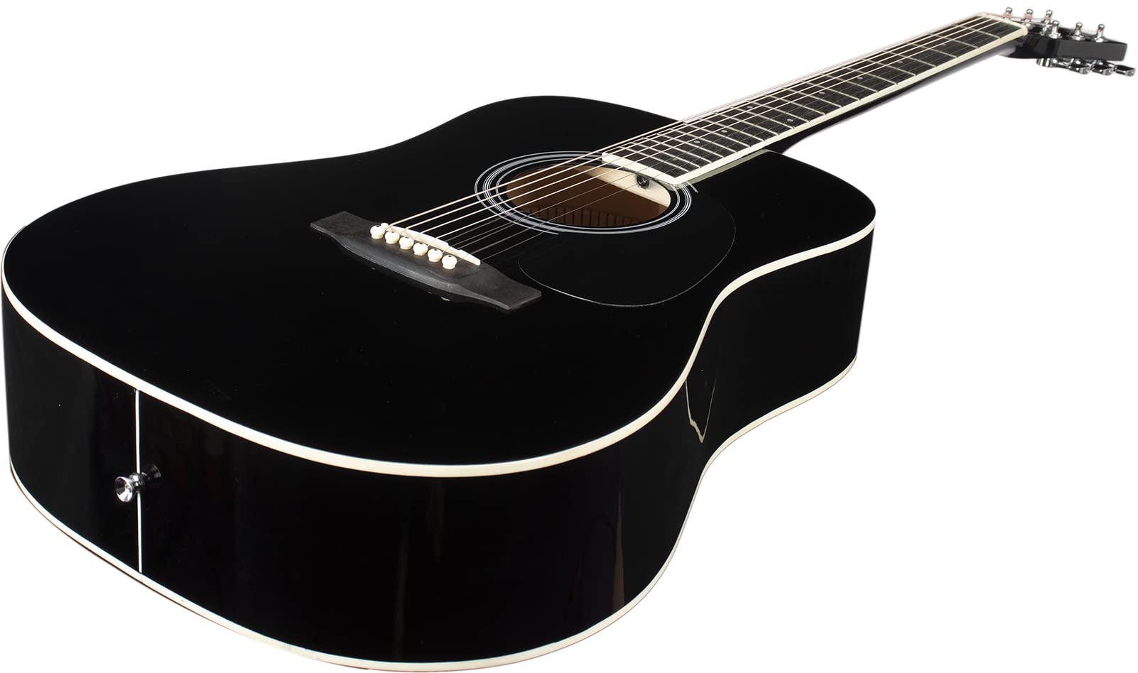 Stretton Acoustic Guitar Full Size Dreadnought 41 Inch Steel String Package D1 - Includes Everything a Beginner Needs To Get Started Playing Guitar - Black