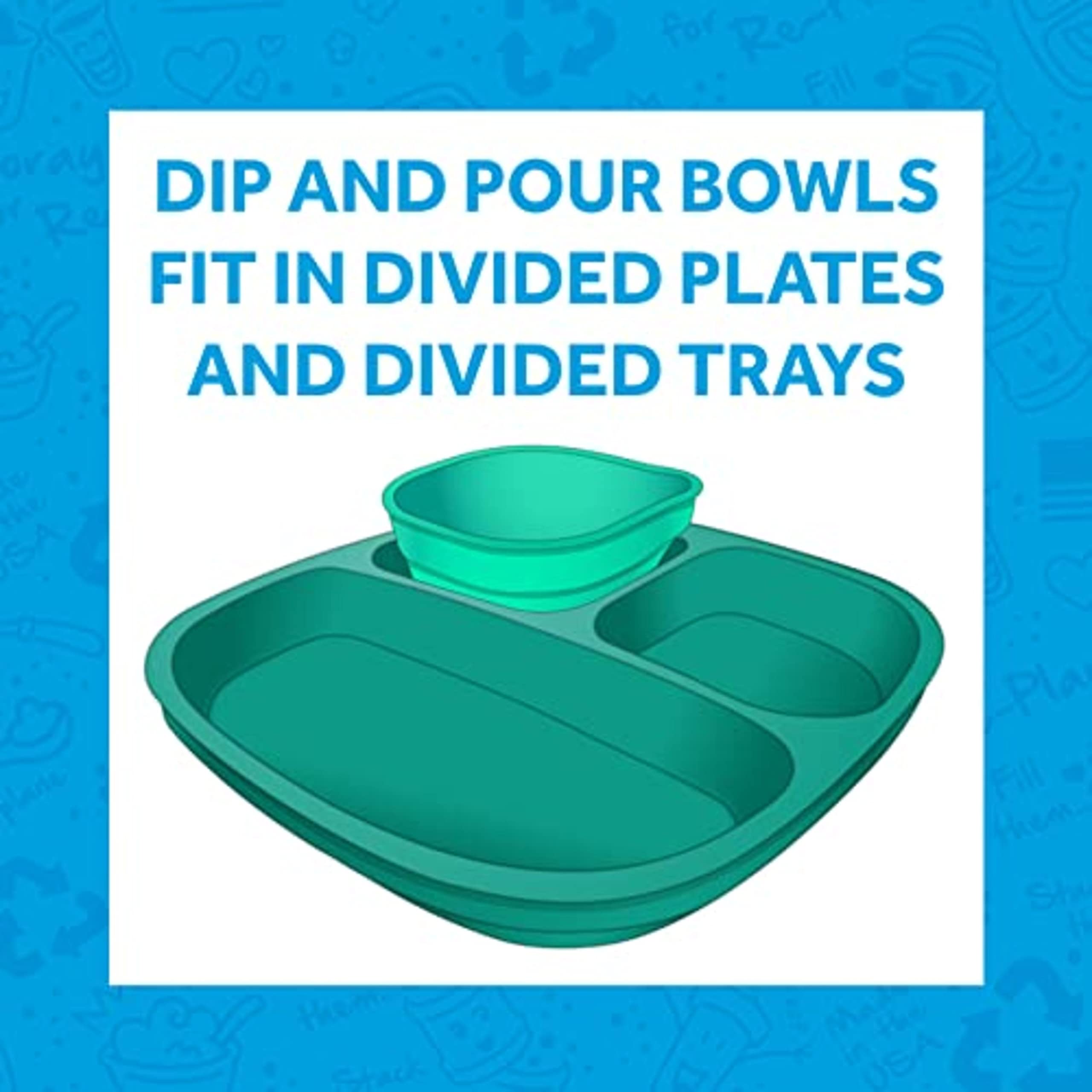 Re-Play Made in USA 8 Oz. Dip 'n' Pour Toddler Bowls, Set of 4 - Dishwasher and Microwave Safe Snack Bowls with Deep Sides and a Wide Flat Bottom - 3.5" x 3.5" x 2", Mint