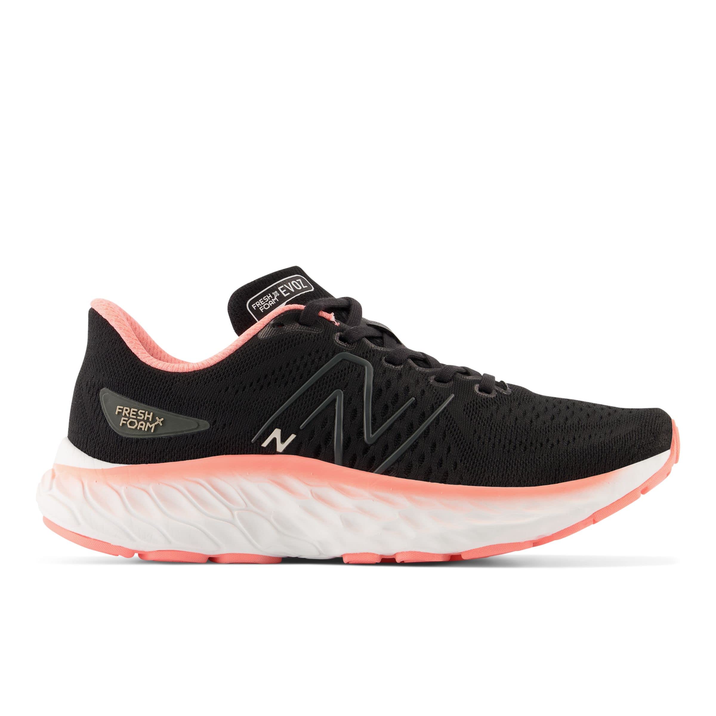 New Balance Women's Fresh Foam X Evoz V3 Running Shoe, Black/Blacktop/Grapefruit, 8.5 Wide