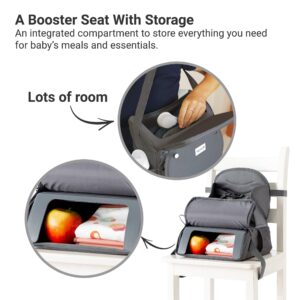 BabyToLove Travel Up Baby Booster Seat and Storage | Lightweight On The Go and Easy to Carry | Anthracite