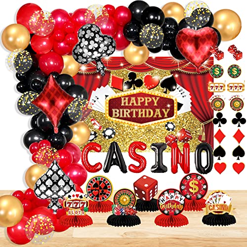 Casino Theme Party Decorations, Casino Birthday Party Decorations Supplies, Las Vegas Party Decorations, Poker Happy Birthday Backdrop, Casino Honeycomb Centerpieces, Casino Balloons Garland