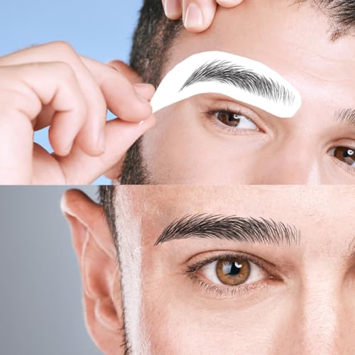 Bliss and Beyond USA | Men Waterproof Eyebrow Tattoo Stickers. A real hair stroke look. Hair replacement without surgery. Solution for hair loss. Bushy Tinted eyebrow tattoos. (MEN)