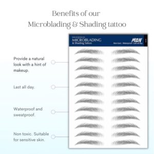 Bliss and Beyond USA | Men Waterproof Eyebrow Tattoo Stickers. A real hair stroke look. Hair replacement without surgery. Solution for hair loss. Bushy Tinted eyebrow tattoos. (MEN)