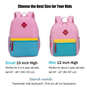 HawLander Preschool Backpack for Toddler Girls, Kids School Bag, Ages 3 to 7 years old, Mini, Pink Blue