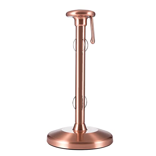 LKKL Paper Towel Holder Countertop, One Hand Tear Kitchen Paper Towel Holder Stand with Sturdy Weighted Base, Standing Paper Towel Roll Holder for Kitchen Bathroom Laundry, Stainless Steel Rose Gold