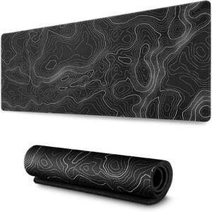 aqqa large mouse pad mat (35x17 in) extended xxxl gaming mouse pad with non-slip rubber base,background topographic map lines contour geographic for gaming office laptop computer men women