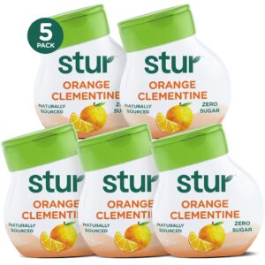 stur liquid water enhancer | orange clementine | sweetened with stevia | high in vitamin c & antioxidants | sugar free | zero calories | keto | vegan | 5 bottles, makes 120 drinks