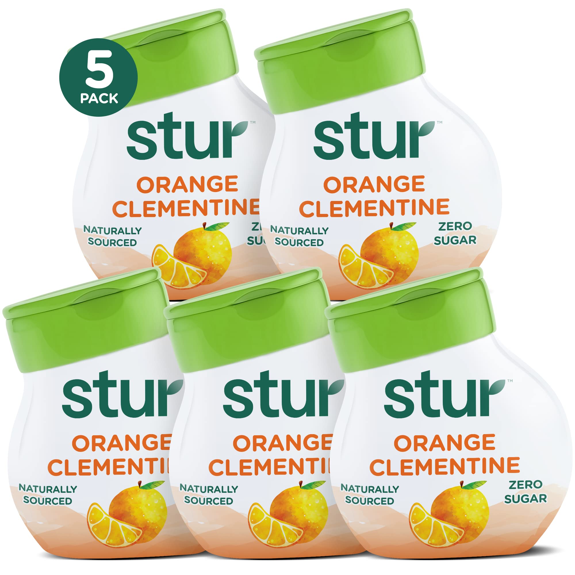 Stur Liquid Water Enhancer | Orange Clementine | Sweetened with Stevia | High in Vitamin C & Antioxidants | Sugar Free | Zero Calories | Keto | Vegan | 5 Bottles, Makes 120 Drinks