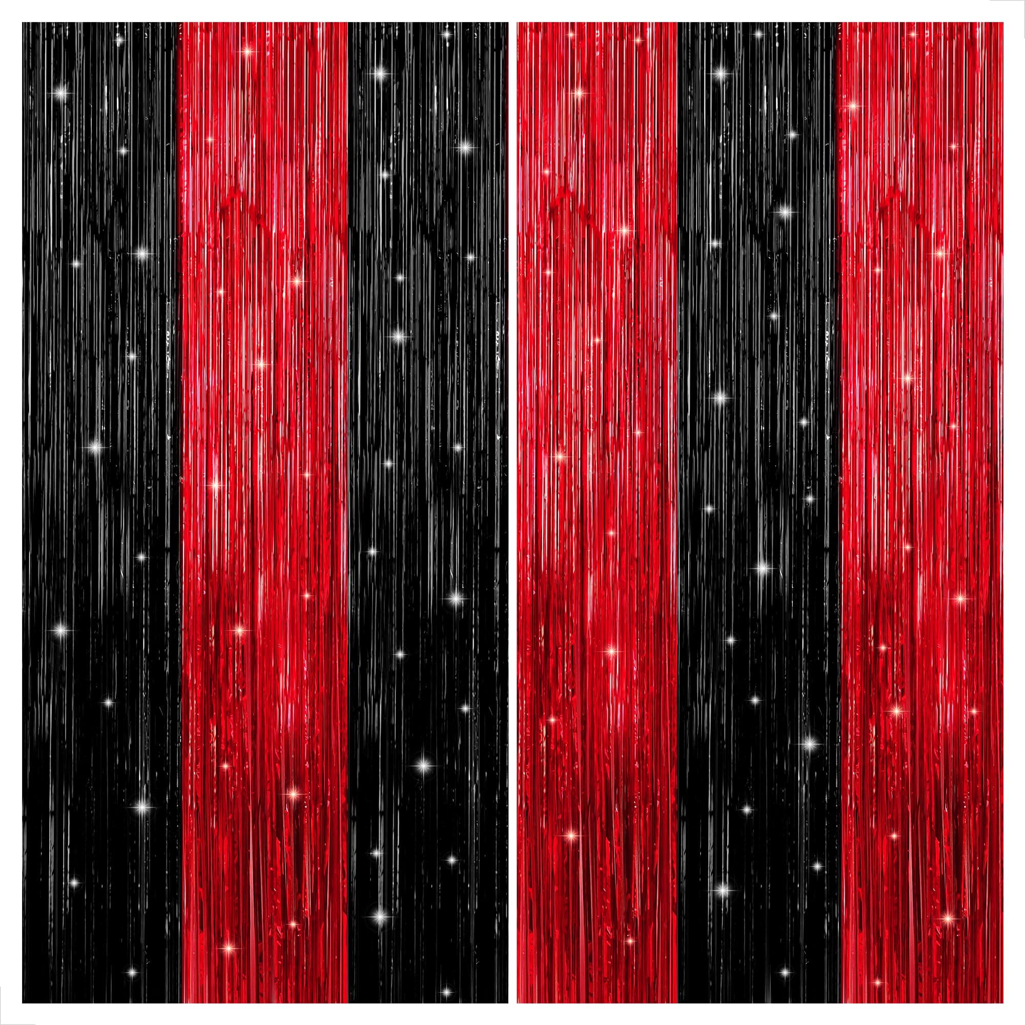 KatchOn, Red and Black Fringe Curtain - Pack of 2 XtraLarge, 8x6.4 Feet | Red and Black Backdrop Curtain for Red and Black Party Decorations | Sneaker Ball Decorations | Casino Theme Party Decorations