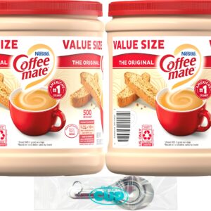 Coffee mate Original Powder Creamer, 35.3 oz Canister (Pack of 2) with By The Cup Stainless Steel Measuring Spoons