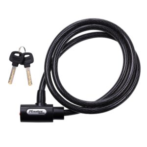 master lock 8364dcc cable bike lock with key, 5 ft. long, black