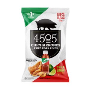 4505 meats tajin, chicharrones, fried pork rinds, keto certified, family size bag, 14 servings, 7 ounce bag