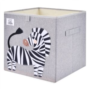 clcrobd foldable animal cube storage bins fabric toy box/chest/organizer for toddler/kids nursery, playroom, 13 inch (zebra)