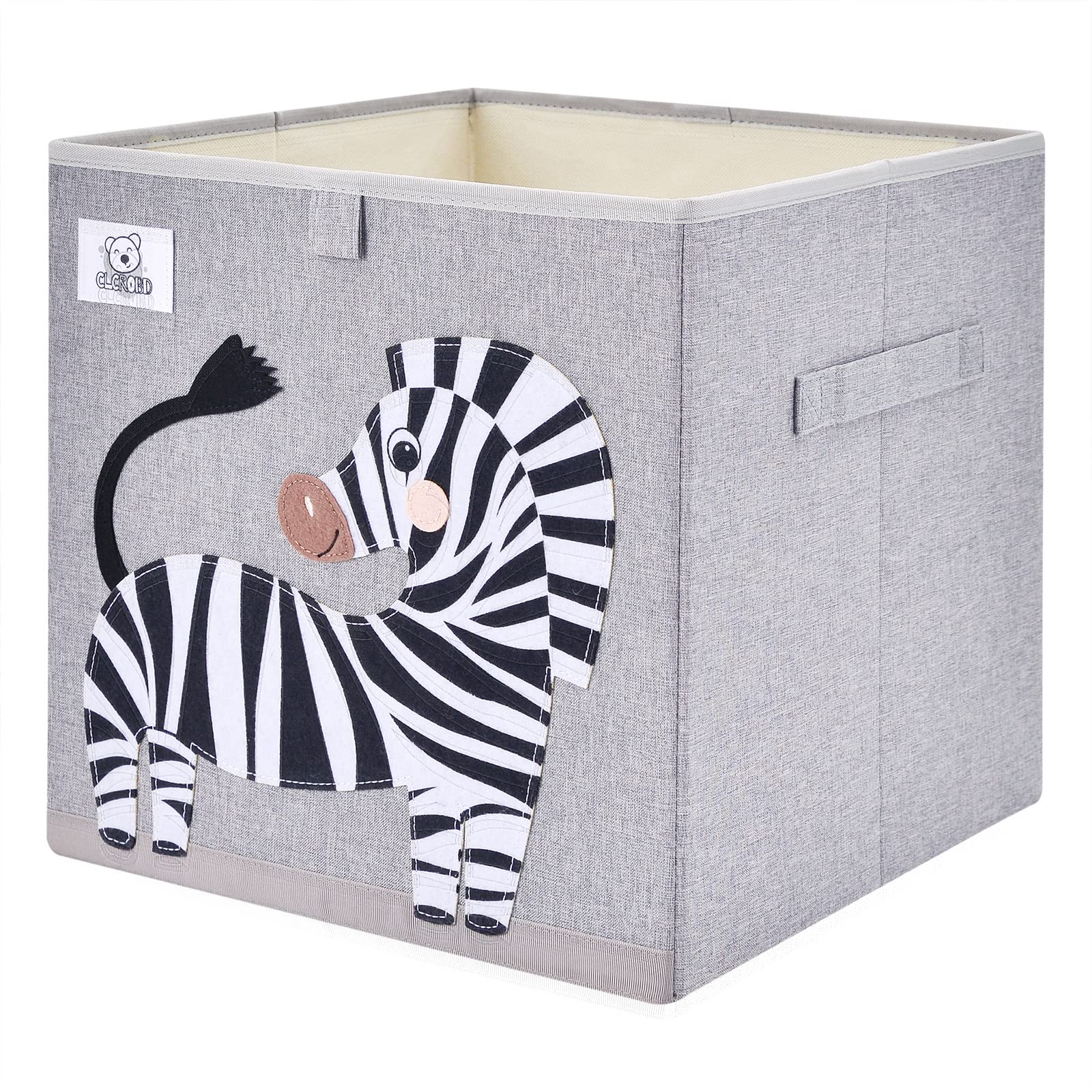 CLCROBD Foldable Animal Cube Storage Bins Fabric Toy Box/Chest/Organizer for Toddler/Kids Nursery, Playroom, 13 inch (Zebra)