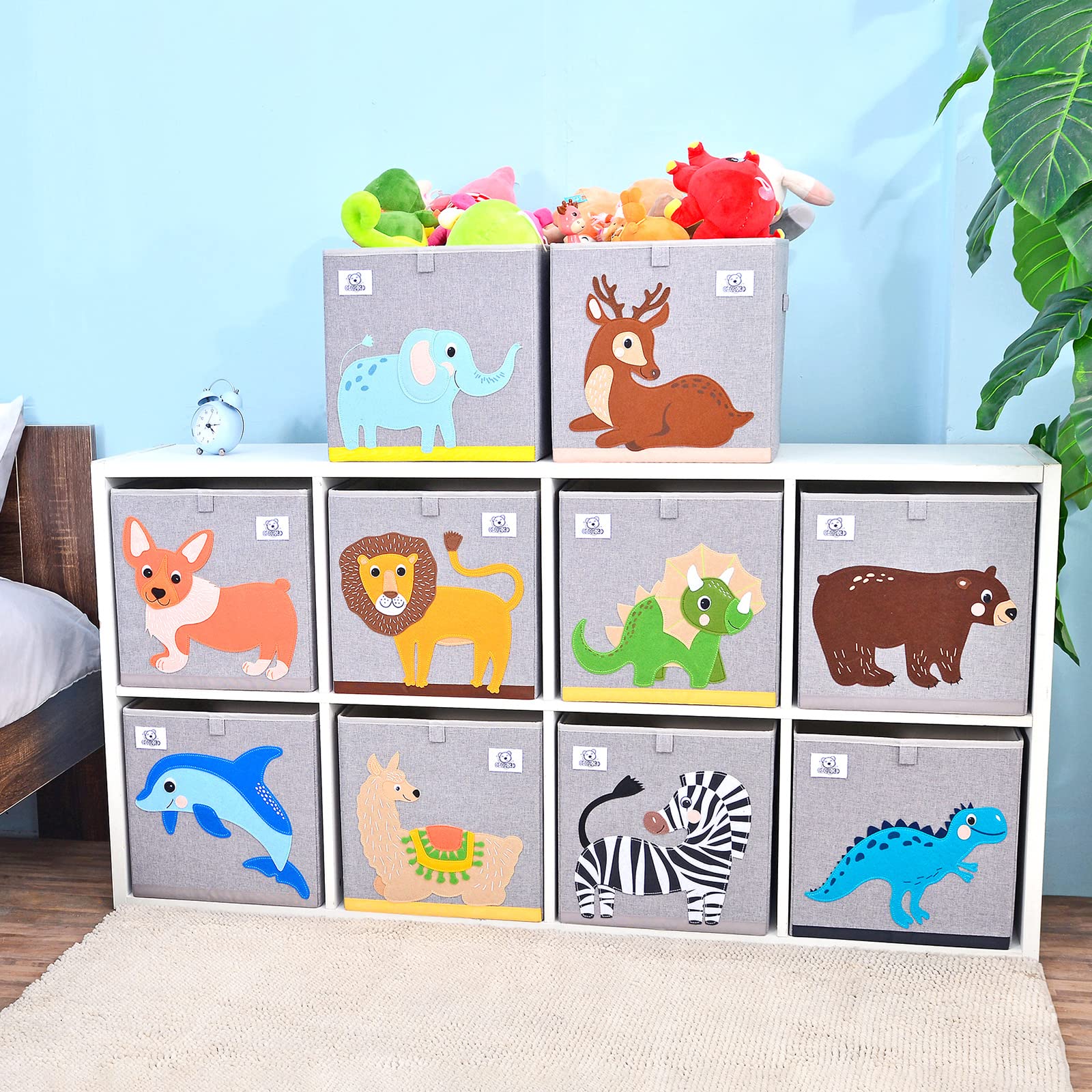 CLCROBD Foldable Animal Cube Storage Bins Fabric Toy Box/Chest/Organizer for Toddler/Kids Nursery, Playroom, 13 inch (Zebra)