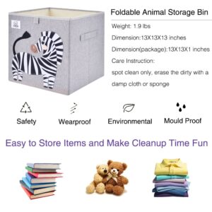 CLCROBD Foldable Animal Cube Storage Bins Fabric Toy Box/Chest/Organizer for Toddler/Kids Nursery, Playroom, 13 inch (Zebra)