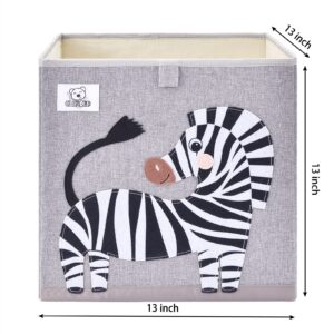 CLCROBD Foldable Animal Cube Storage Bins Fabric Toy Box/Chest/Organizer for Toddler/Kids Nursery, Playroom, 13 inch (Zebra)