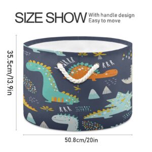 ALAZA Large Round Storage Basket,Dinosaurs PatternToy Basket Nursery Bins & Boxes Laundry Hamper for Bathroom/Bedroom/Home Decor