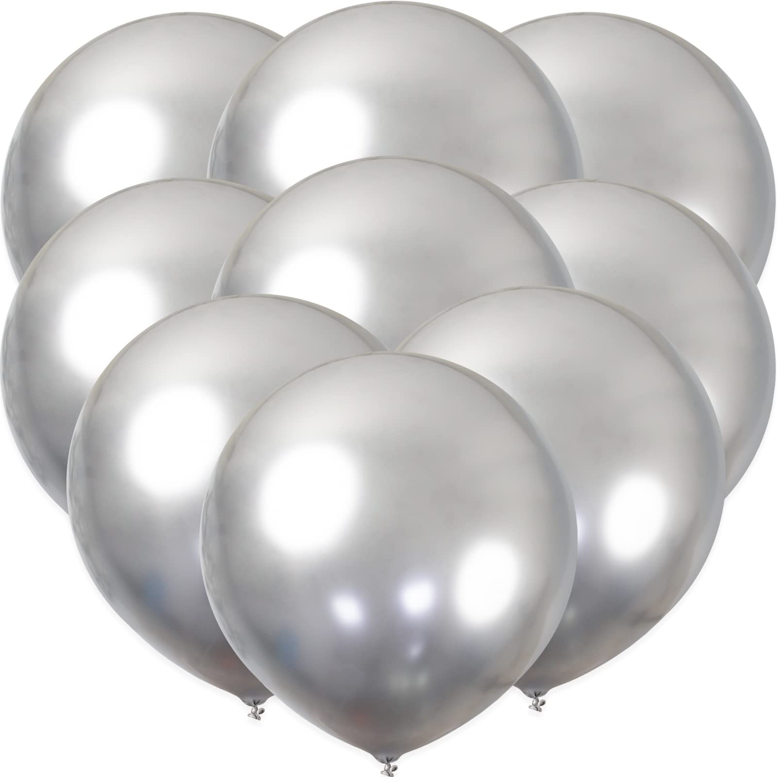 30pcs Silver Balloons 18 Inch Large Sliver Metallic Chrome Balloons Big Latex Balloons for Christmas Birthday Wedding Baby Shower Party Decorations