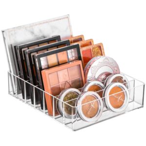 loengmax makeup organizer, eyeshadow palette organizer, 7 section acrylic divided palette holder, for eyeshadow palettes, contour kits, blush(clear, 7.48x 6.3 x 1.77 in)