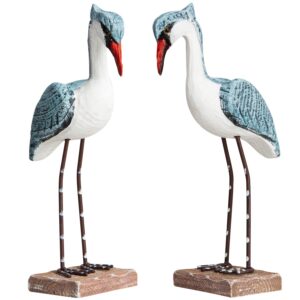 evinis 2pcs wooden seagull figurine, sea bird statue ornaments mediterranean style for coastal beach garden room office decoration (hn2p)