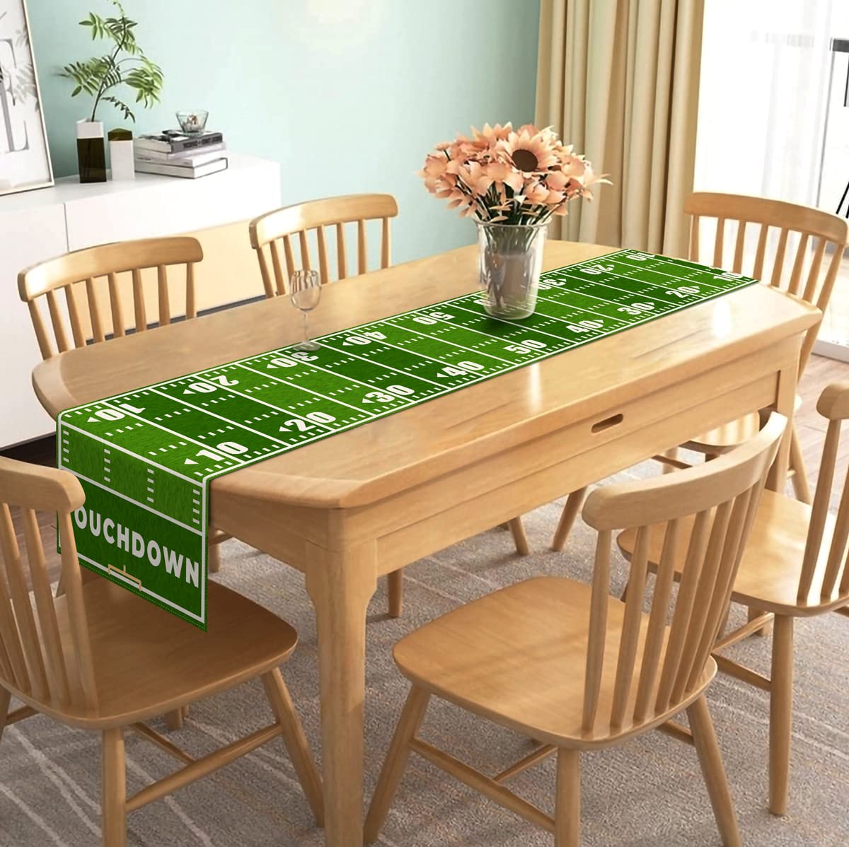 Nepnuser American Football Court Table Runner Touch Down Football Birthday Party Decoration Boy Sport Farmhouse Home Dining Room Kitchen Table Decor (13" x 72")