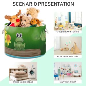 Two Green Frogs Pond Large Storage Basket for Toys Storage Bin Box Kids Laundry Hamper for Nursery Clothes, Toys, Books, Home Decor