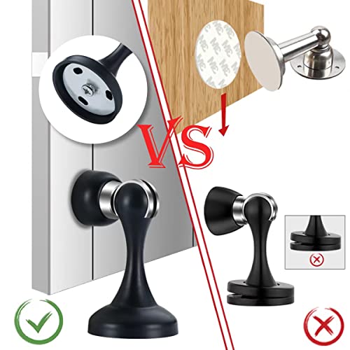 Magnetic Door Stopper,Stainless Steel Door Stoppers Black Brushed Satin Nickel,Magnetic Door Catch,Anti-Rust,Anti-Scratch Door Stop,Magnetic Door Stop Black Keep Door Open(2 Pack,Black)