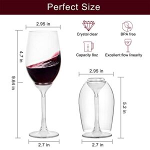 LAKEICUP Foldable Plastic Wine Glasses: 4 Sets Of Shatterproof Tall Glasses 12Oz - Detachable And Reusable