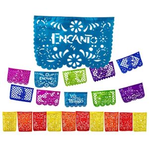 50 ft papel picado mexicano para fiesta with encanto movie scenes (12.5 ft x 4) set of 4 papel picado paper mexican party banners, encanto birthday party supplies & cinco de mayo decorations