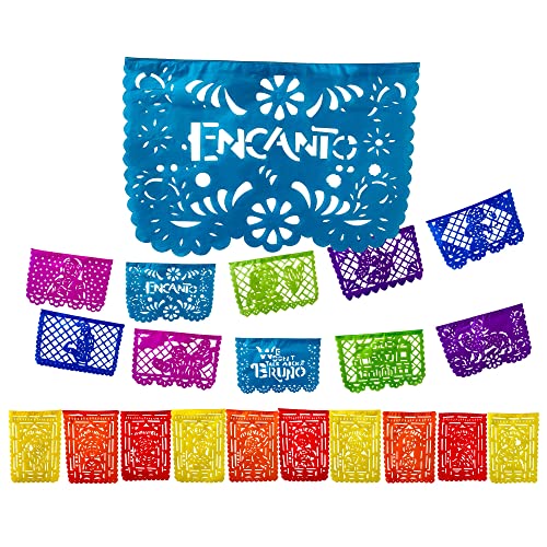 50 Ft Papel Picado Mexicano para Fiesta with Encanto Movie Scenes (12.5 FT x 4) Set of 4 Papel Picado Paper Mexican Party Banners, Encanto Birthday Party Supplies & Cinco de Mayo Decorations