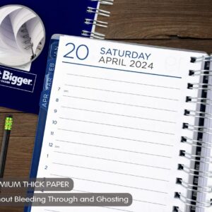 PlanAhead SEE IT BIGGER Daily Format Planner Premium Paper 6" x 9" April 2024 - June 2025 and SUHEYLA Inspirational Pen "My Life is My Message”. (Navy)